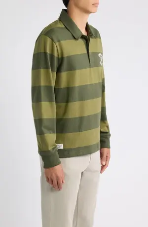 ROWING BLAZERS Harrison Long Sleeve Organic Cotton Rugby Polo
