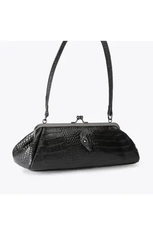 Kurt Geiger Kensington Croc Embossed Leather Frame Bag