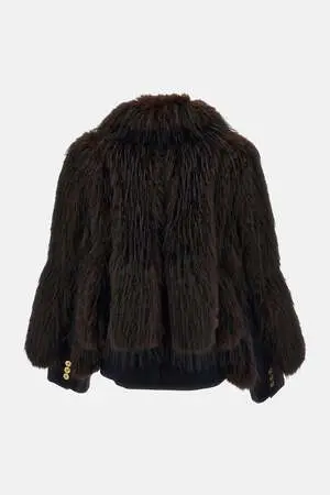 Sacai Giacca In Lana Melton Con Pelliccia