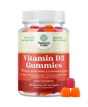 NATURE'S CRAFT Vitamin D3 Gummies Vitamin D Gummies For Adults With Vitamin D3 2000iu Per Serving Bone Muscle And Immune Support - No Color