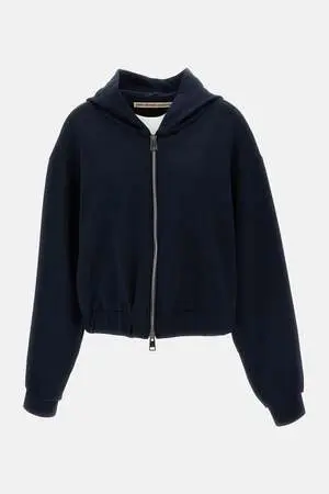 META CAMPANIA COLLECTIVE Felpa Con Capuccio E Zip In Jersey Scuba Claude - Blu