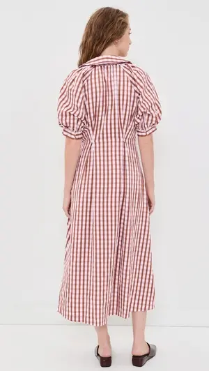 English Factory Gingham Check Midi Dress