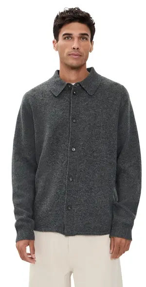 FRAME Boiled Wool Cardigan - Dark Grey