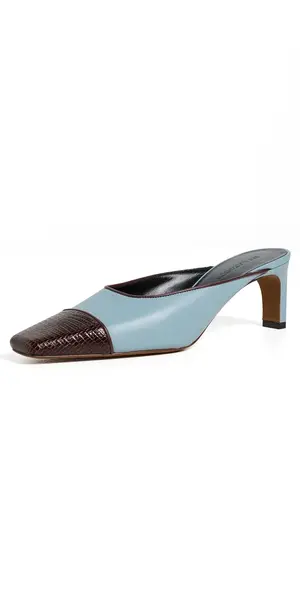Ulla Johnson Mix Media Mid Heel Mules - Arctic