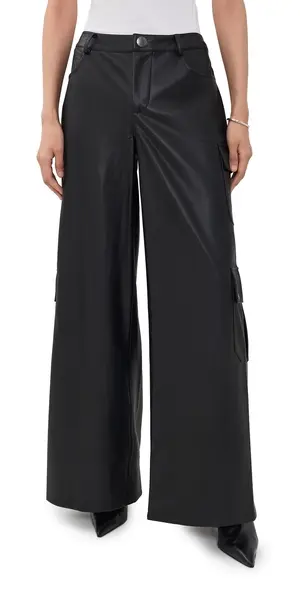 L'Agence Isolde Faux Leather Cargo Pants - Black