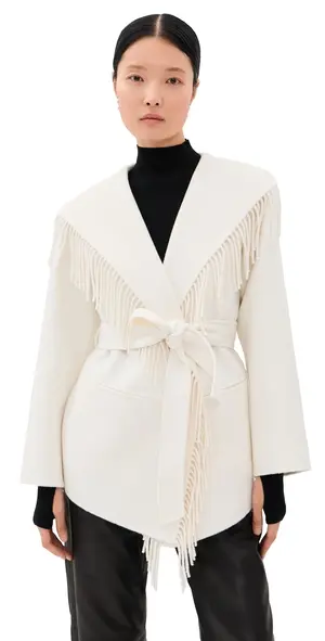 Simkhai Rowen Double-faced Wool Fringe Jacket - Frost