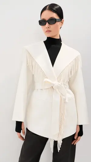 Simkhai Rowen Double-faced Wool Fringe Jacket