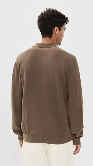 FAIR HARBOR Mariner Long Sleeve Polo Top - Espresso
