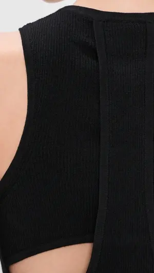 Tibi Feather Weight Ribbed Cut Out Tank