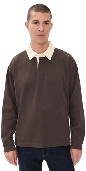 FRAME Rugby Polo Shirt - Deep Brown