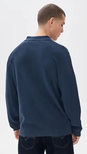 FAIR HARBOR Mariner Long Sleeve Polo Top - Navy