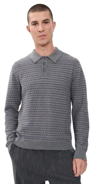 WAX LONDON Oban Mini Geo Polo Sweater - Grey