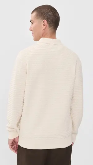 LES DEUX Check Structure Knitted Polo