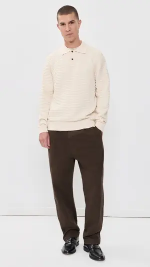 LES DEUX Check Structure Knitted Polo