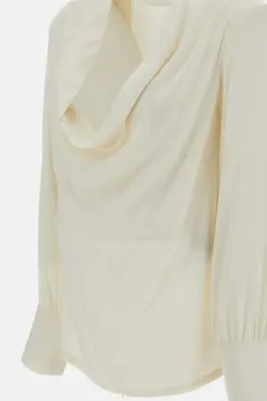 Federica Tosi Blusa In Misto Seta Con Scollatura Morbida E Profonda - Bianco