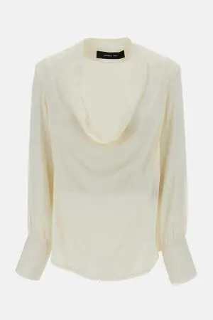 Federica Tosi BLUSA IN MISTO SETA CON SCOLLATURA MORBIDA E PROFONDA White