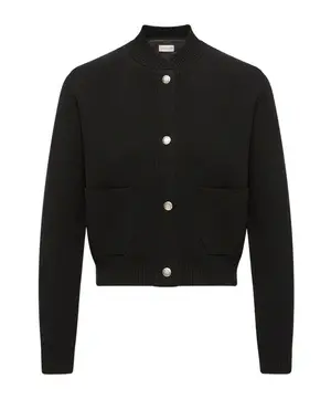 Moncler Wool Cashmere Blend Padded Cardigan - Black