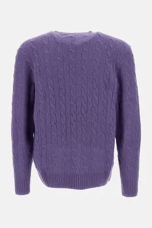 Polo Ralph Lauren Girocollo In Lana E Cashmere A Trecce - Viola