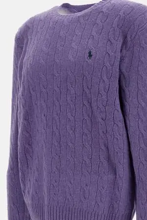 Polo Ralph Lauren Girocollo In Lana E Cashmere A Trecce - Viola