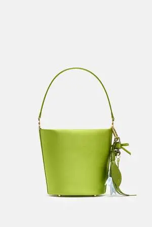 SELF-PORTRAIT Borsa A Cestino In Satin - Verde