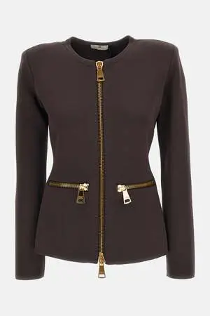 Elisabetta Franchi Cardigan In Maglia Con Zip