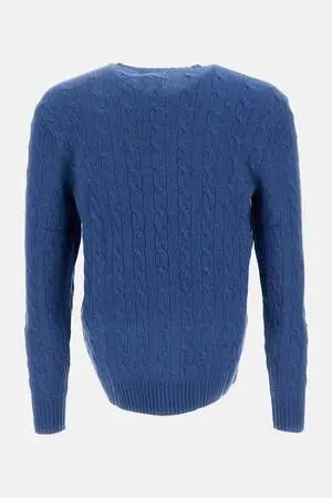 Polo Ralph Lauren Girocollo In Lana E Cashmere A Trecce - Blue