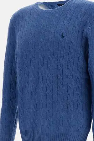 Polo Ralph Lauren Girocollo In Lana E Cashmere A Trecce - Blue
