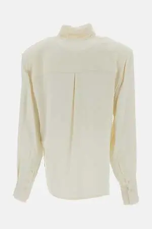 Federica Tosi Camicia Scollo V Con Sciarpina Misto Seta - White