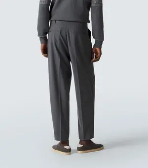 Brunello Cucinelli Wool, Cotton And Silk Tapered Pants