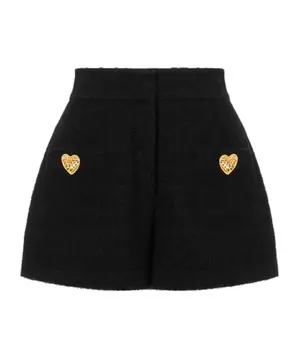 Moschino Heart-buttons Tweed Shorts - Black
