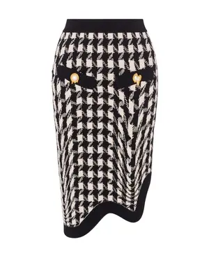 Moschino Houndstooth Virgin Wool Skirt - Nude