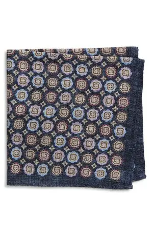 Nordstrom Medallion Silk Pocket Square Navy