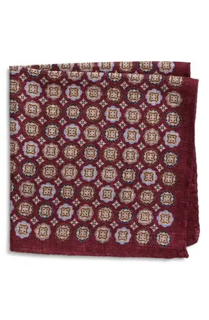 Nordstrom Medallion Silk Pocket Square Ruby
