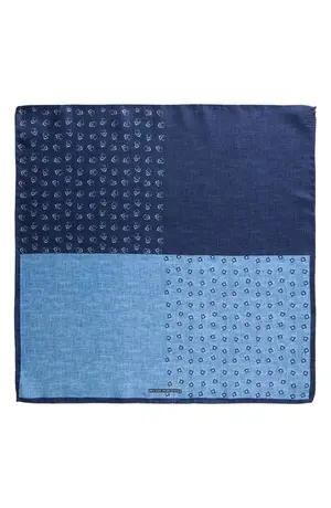 Nordstrom Panel Silk Pocket Square - Lt Blue
