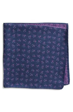 Nordstrom Panel Silk Pocket Square - Purple