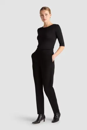 RESIDUS Caline Fitted Elbow Sleeve Jersey Top - Black