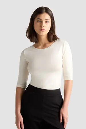 RESIDUS Caline Fitted Elbow Sleeve Jersey Top - Paper