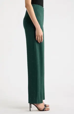 Anne Klein Embellished Hollywood Waist Pull-on Straight Leg Pants - Pine Forest