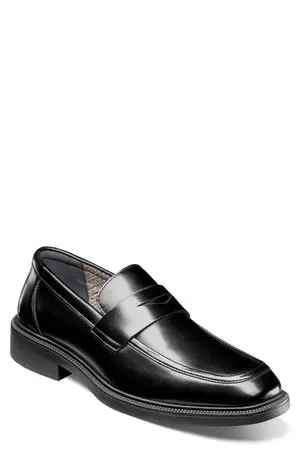 STACY ADAMS Everett Faux Leather Moc Toe Penny Loafer - Black