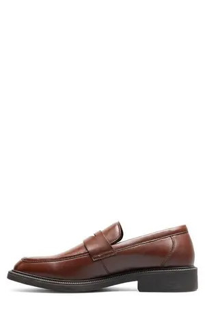 STACY ADAMS Everett Faux Leather Moc Toe Penny Loafer - Brown