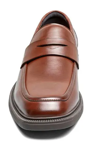 STACY ADAMS Everett Faux Leather Moc Toe Penny Loafer - Brown