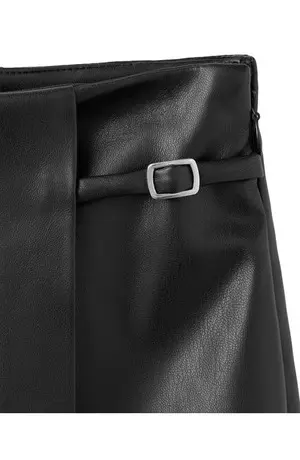 Mango Candy High Waist Faux Leather Skort - Black