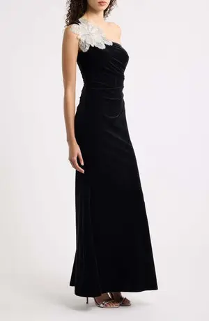 Eliza J One-shoulder Velvet Dress
