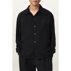 ALLSAINTS Soul Tencel Lyocell Long Sleeve Button Up Shirt - Orca Black