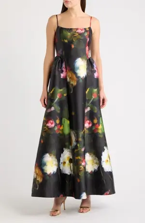Julia Jordan Basque Waist Gown - Black Multi