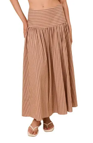 Solid & Striped Magnolia Striped Midi Skirt - Walnut Camel