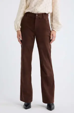 Treasure & Bond Flare Leg Suede Pants - Brown Chicory