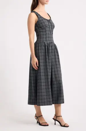 Moon River Drop Waist Sleeveless Midi Dress