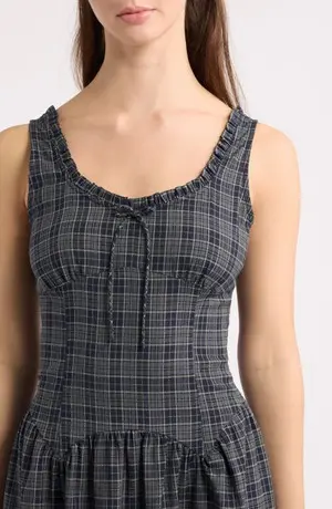 Moon River Drop Waist Sleeveless Midi Dress