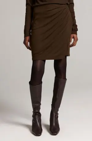 Vince Side Drape Wool Blend Skirt